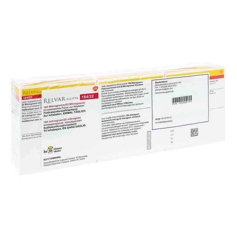 Relvar Ellipta 184 Mikrogramm/22 Mikrogramm Inh.p. 3X30 stk