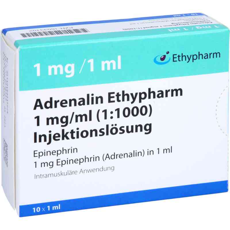 Adrenalin Ethypharm 1 Mg/ml 1:1000 Injektionslösung 10X1 ml