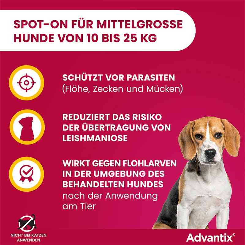 Advantix Spot-On Hund 10 bis 25 kg gegen Zecken und Flöhe 4 stk