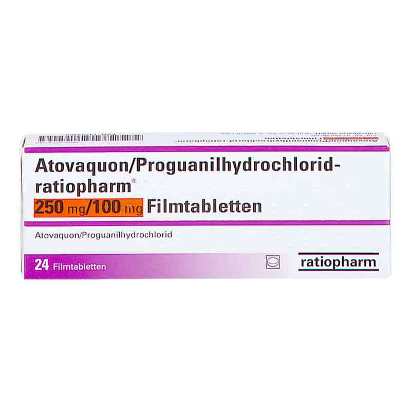Atovaquon/proguanil-hcl ratiopharm 250/100mg Fta 24 stk