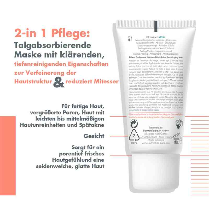 Avene Cleanance Mask Peeling Maske Nat.zellulose 50 ml