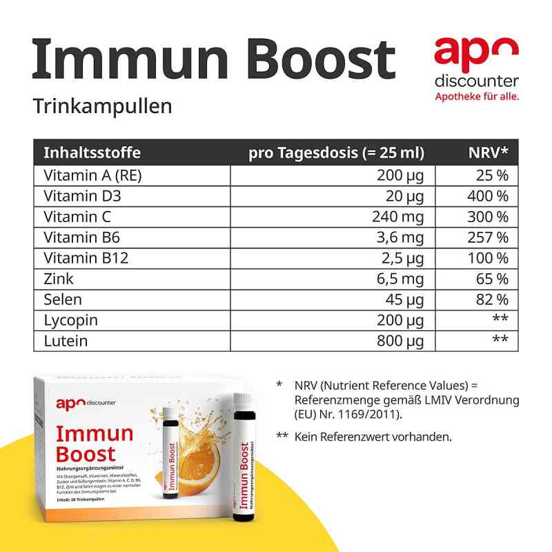 Immun Boost Trinkampullen von apodiscounter 28X25 ml