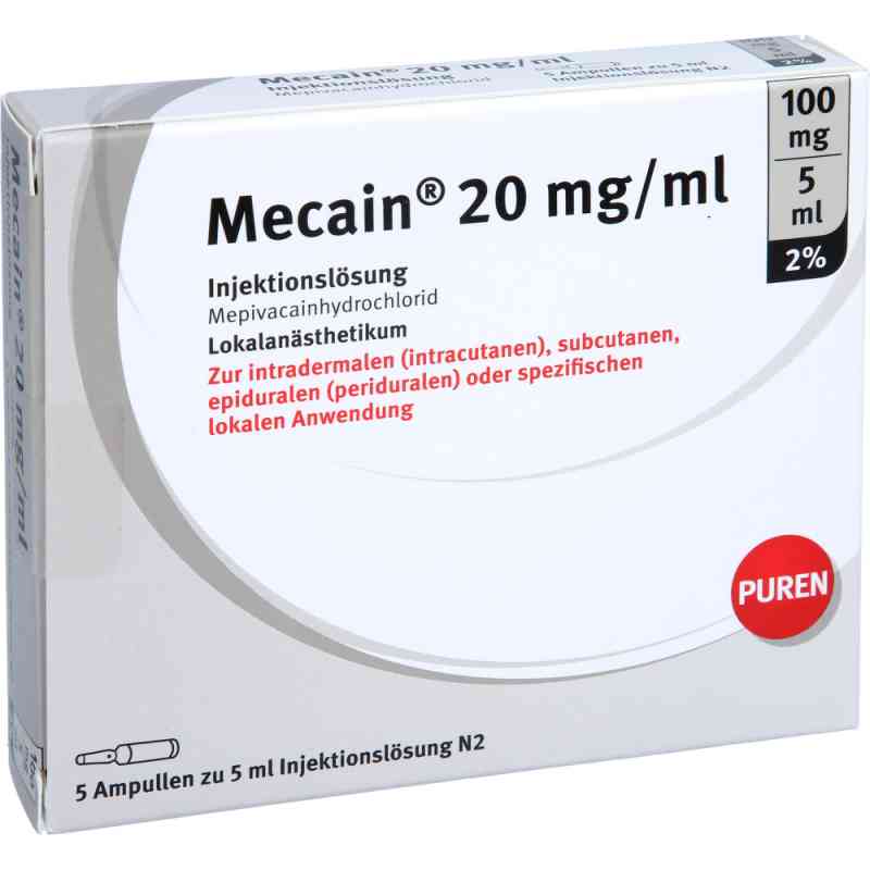 Mecain 2% 20 mg/ml iniecto l.100mg/5ml Glasampulle 5X5 ml