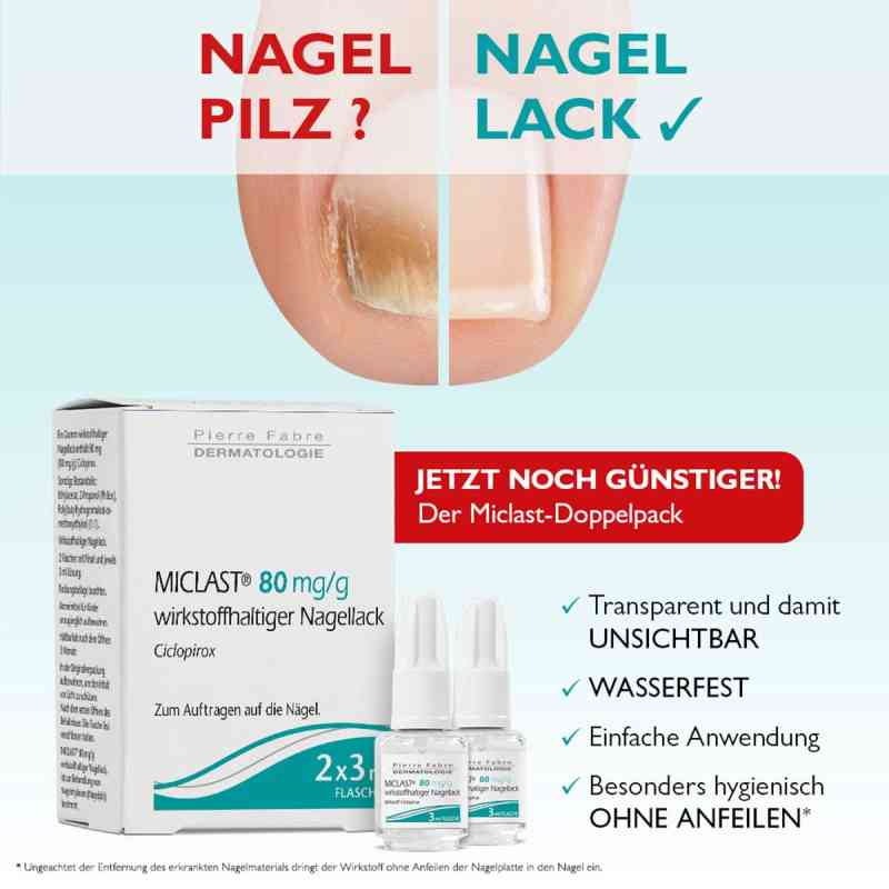 MICLAST® Nagellack gegen Nagelpilz 80 mg/g 2X3 ml