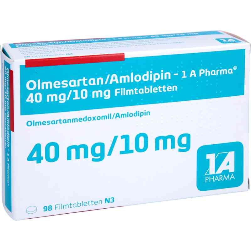 Olmesartan/amlodipin 1a Pharma 40 mg/10 mg Fta 98 stk