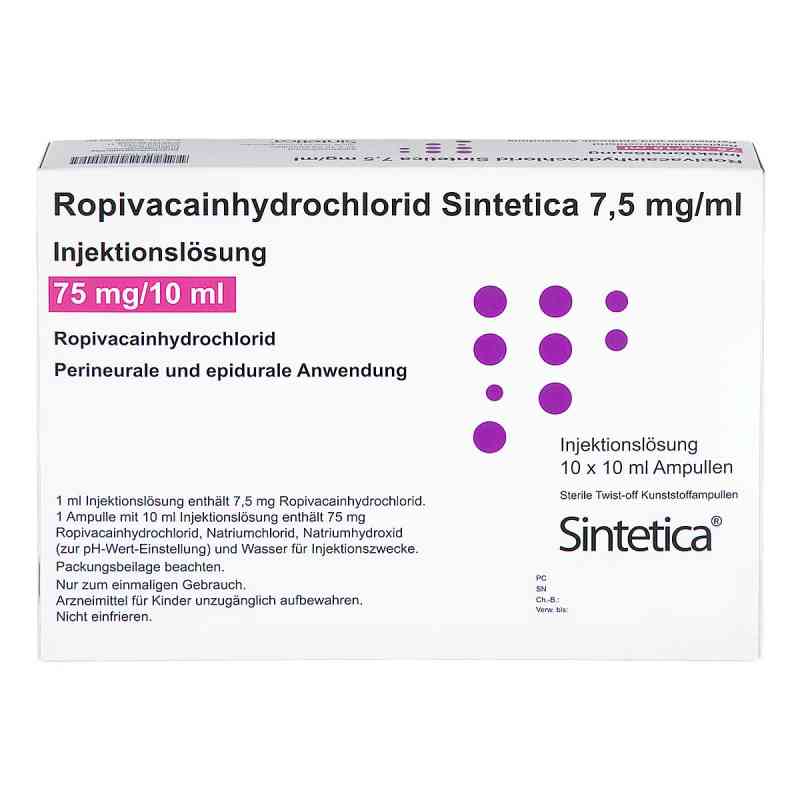 Ropivacainhydrochlorid Sintetica 7,5 mg/ml iniecto -l. 10X10 ml