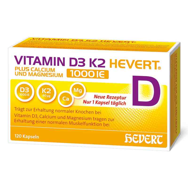 Vitamin D3 K2 Hevert + Calcium und Magnesium 1000 IE Kapseln 120 stk