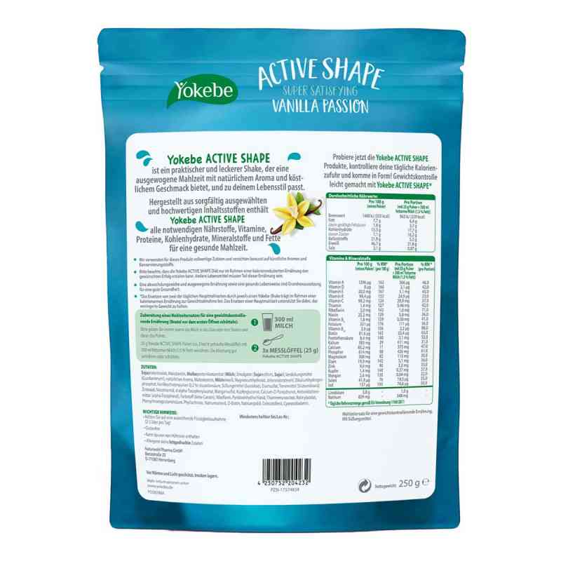 Yokebe ACTIVE SHAPE Vanilla Passion - Mahlzeitersatz 250 g