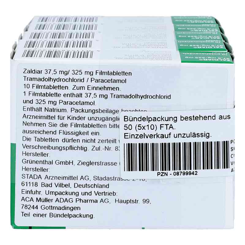Zaldiar 37,5 mg/325 mg Filmtabletten 50 stk online kaufen