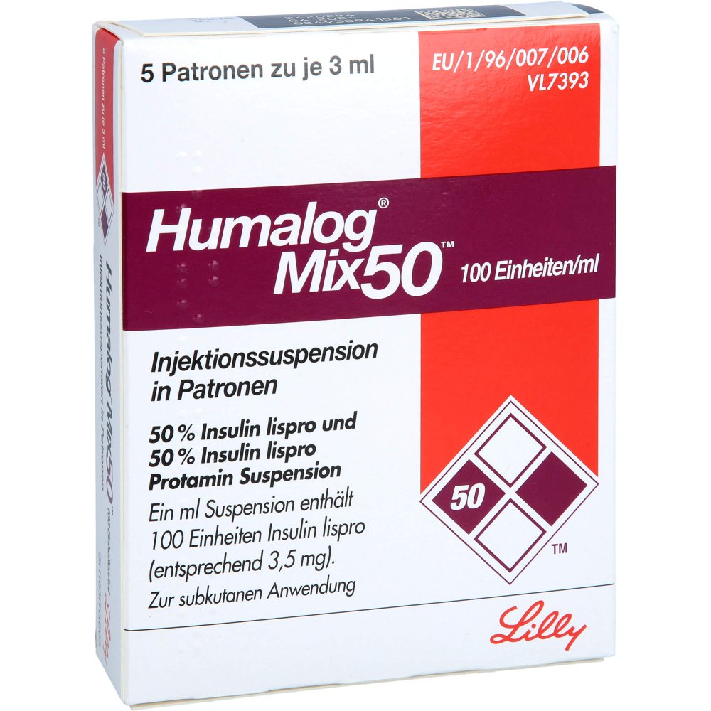 Humalog Mix 50/50 100 Einheiten/ml für Pen Patrone 3ml 5X3 ml