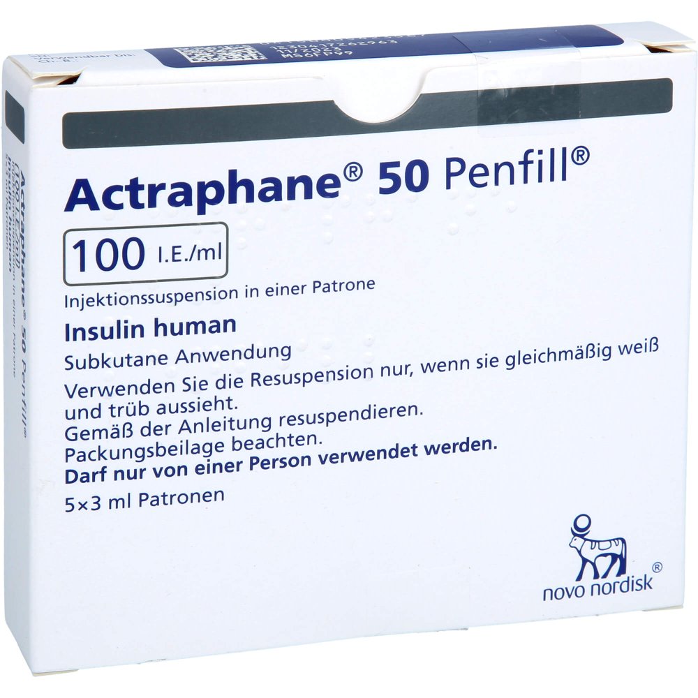 Actraphane 50/50 Penfill 100 Internationale Einheiten pro Milliliter 5X3 ml