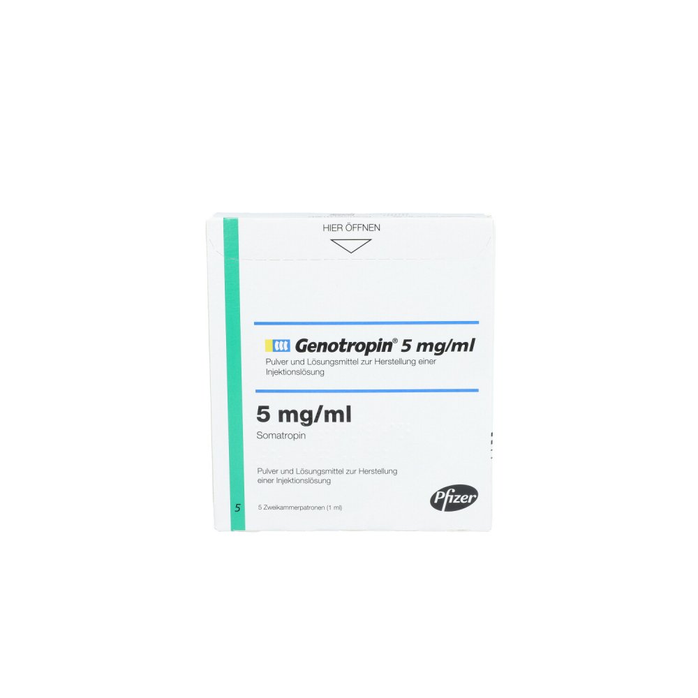Genotropin 5 mg Zweikam.patrone Tropfen -sub.m.lsg.-m. 5 stk