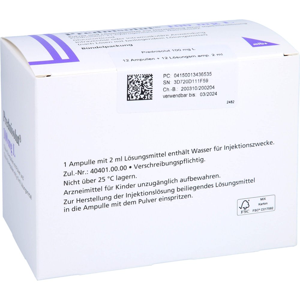 Prednisolut 100 mg L Plv.u.lm.z.h.e.injektionslsg. 12 stk