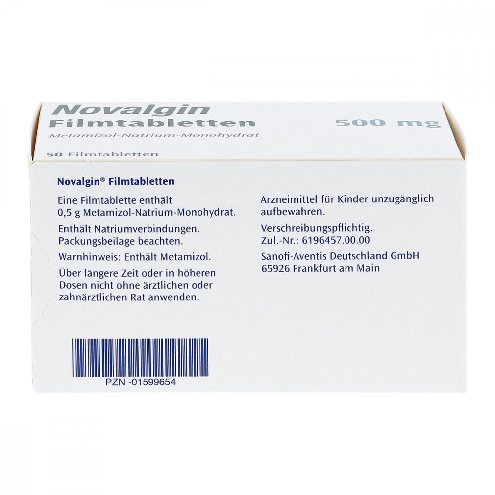 Novalgin 500mg 50 stk günstig in der Online Apotheke apo.com bestellen