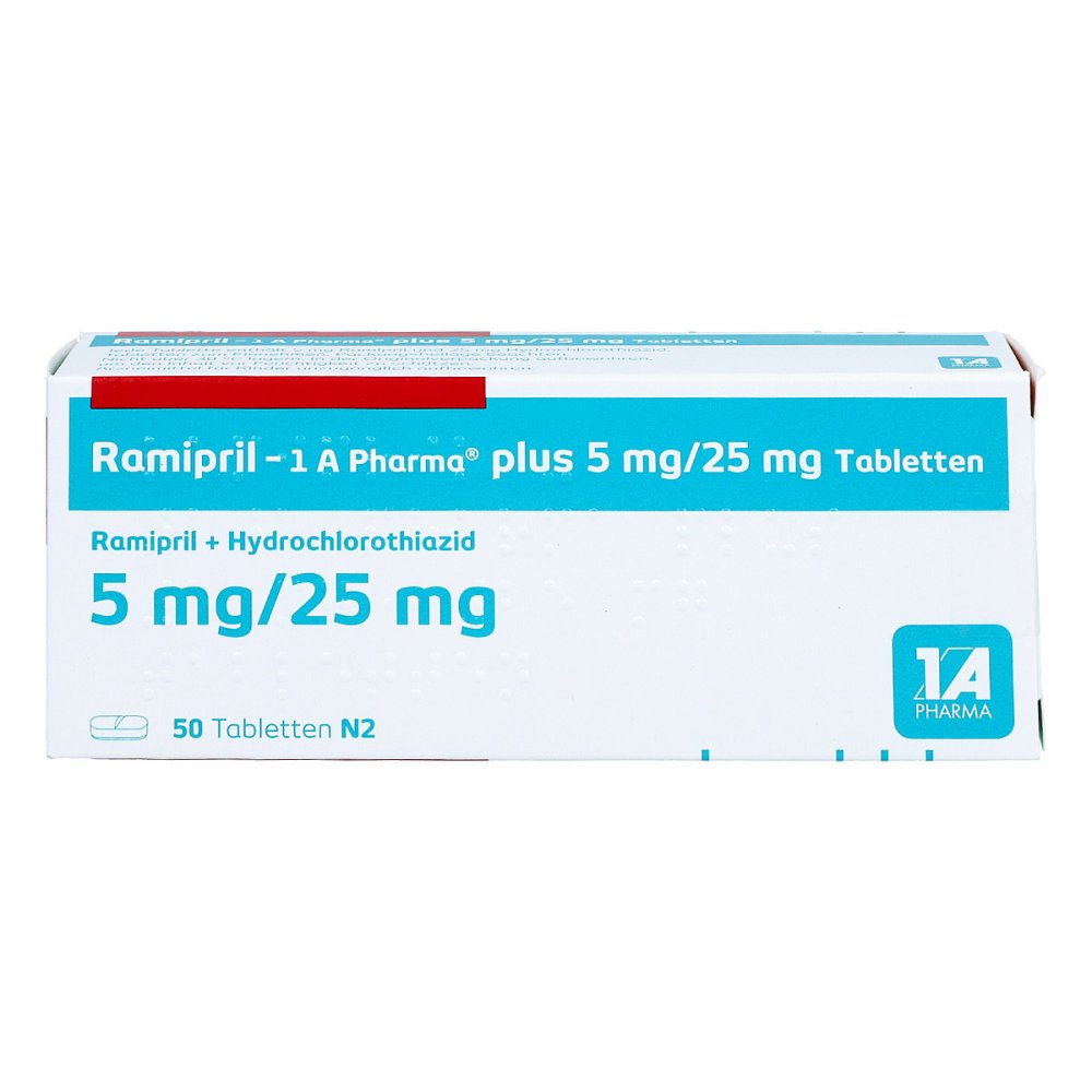 Ramipril 1a Pharma plus 5 mg/25 mg Tabletten 50 stk