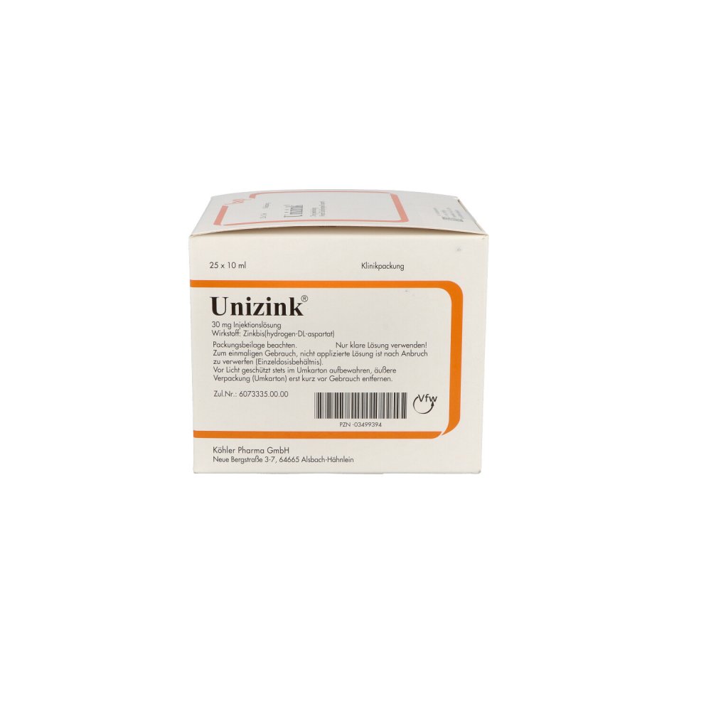 Unizink Injektionslösung in Ampullen 25X10 ml