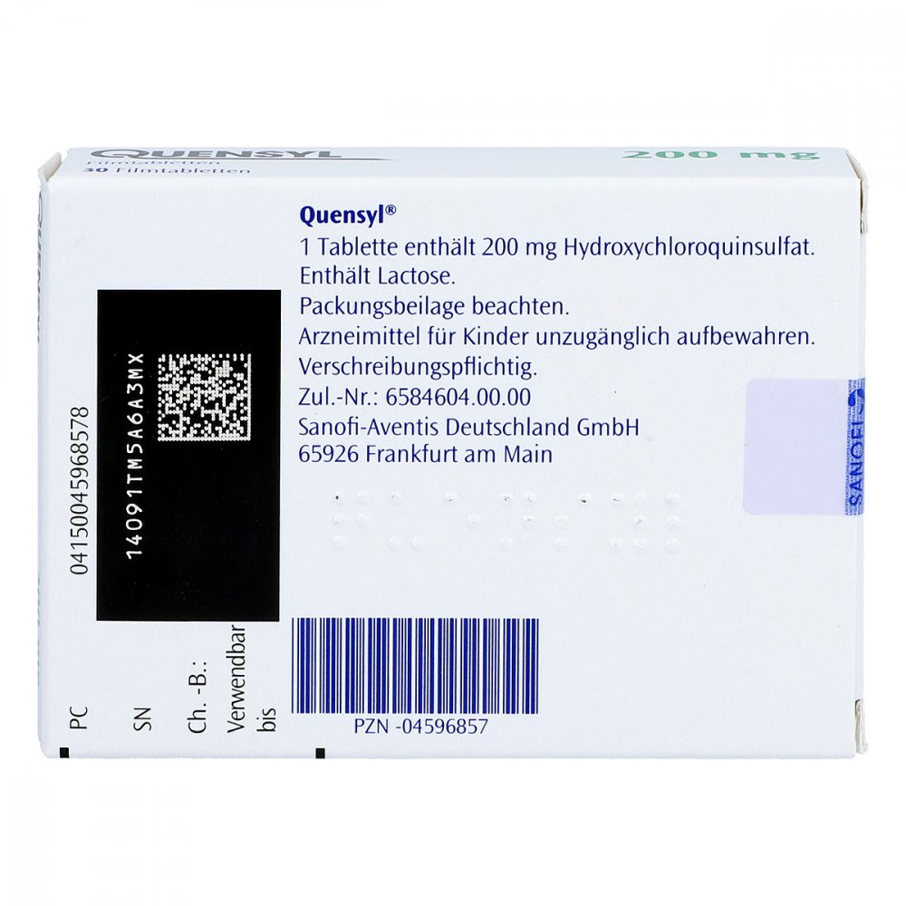 Quensyl 200mg 30 stk günstig in der Online Apotheke apo.com bestellen