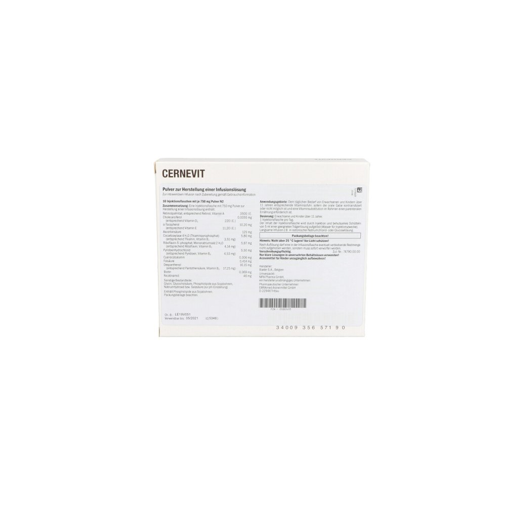 Cernevit 750 mg Pulver zur, zum Herst.e.Infusionslösg. 10 stk