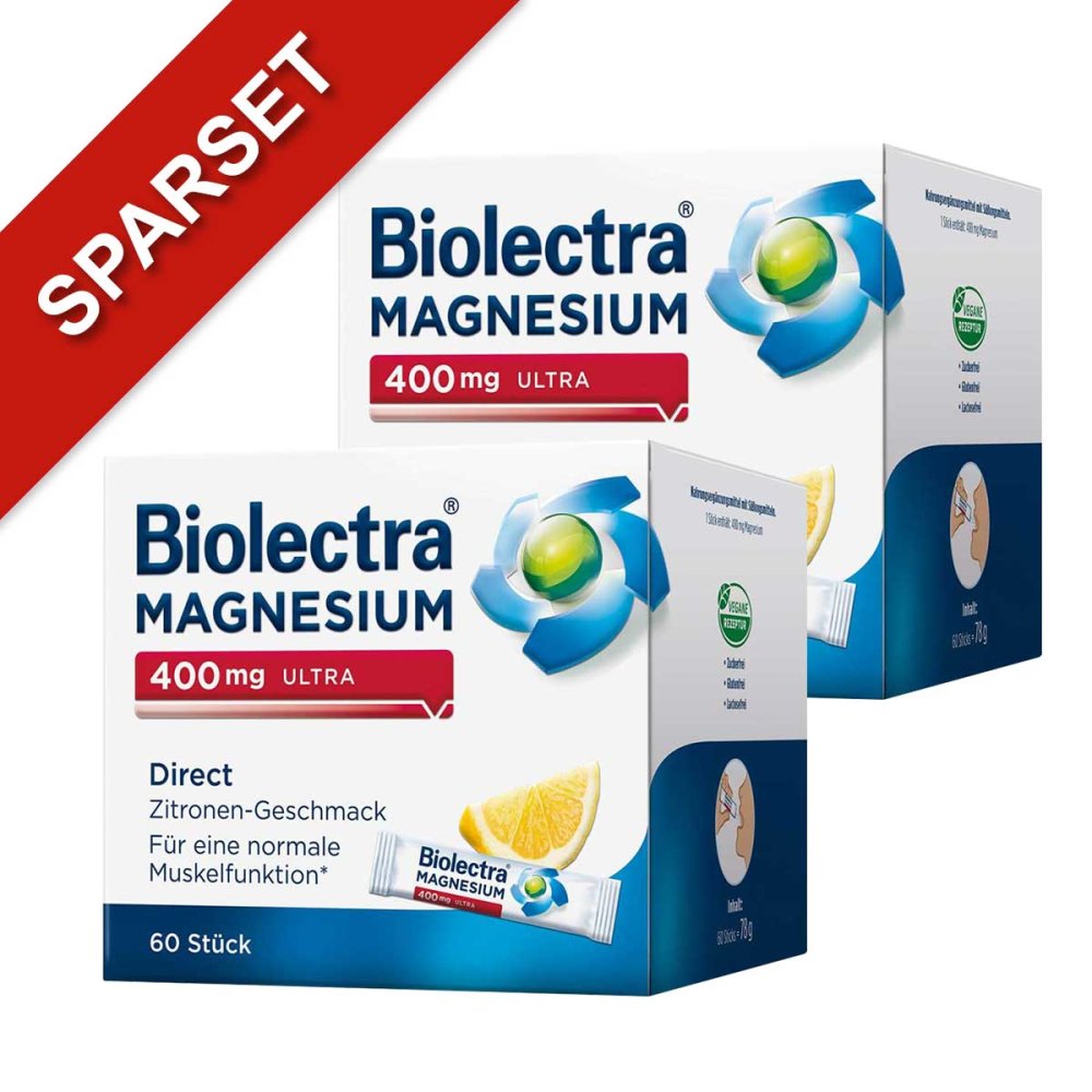 Magnesium Biolectra 400 mg Ultra Direct Zitrone 2x60 stk