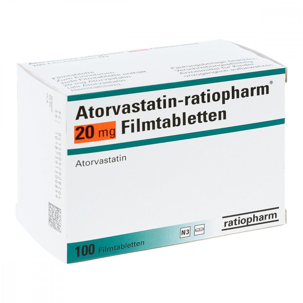 Atorvastatin-ratiopharm 20mg 100 stk günstig bei apo.com