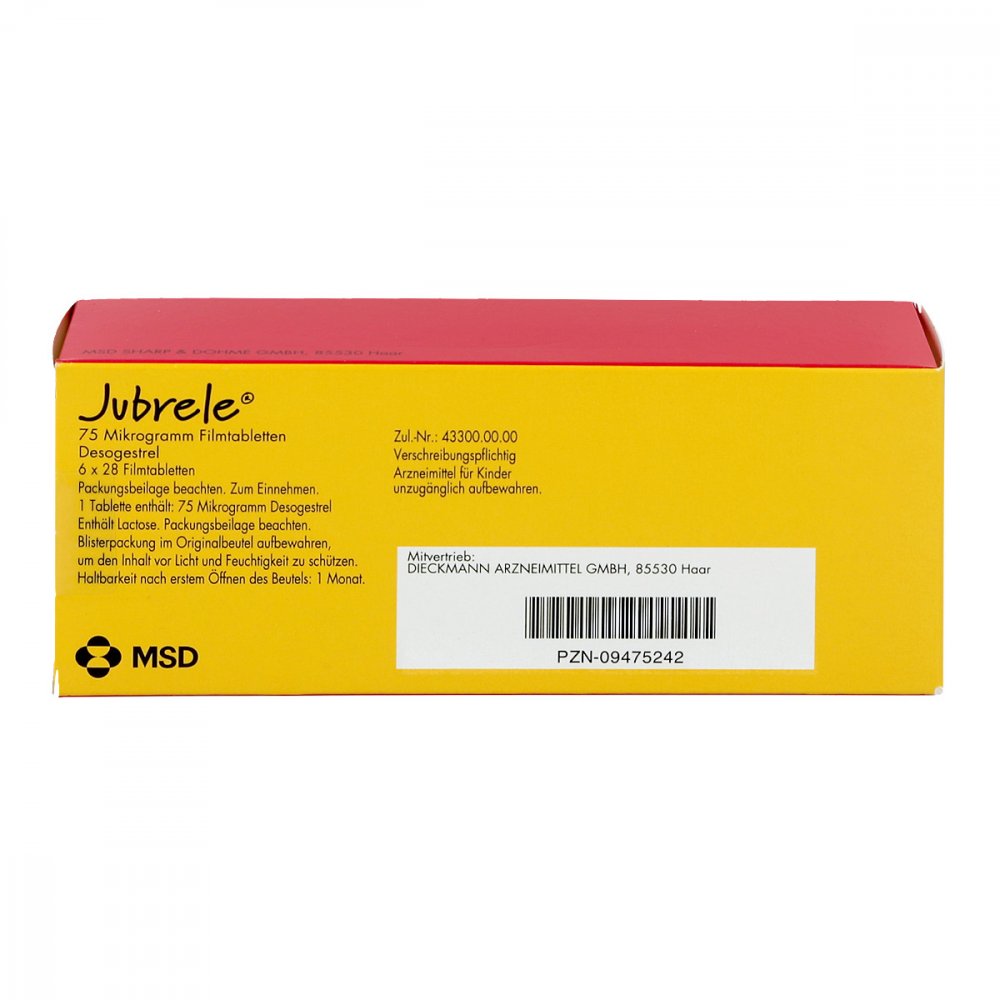 Jubrele 75 Mikrogramm Filmtabletten Desogestrel 6X28 stk
