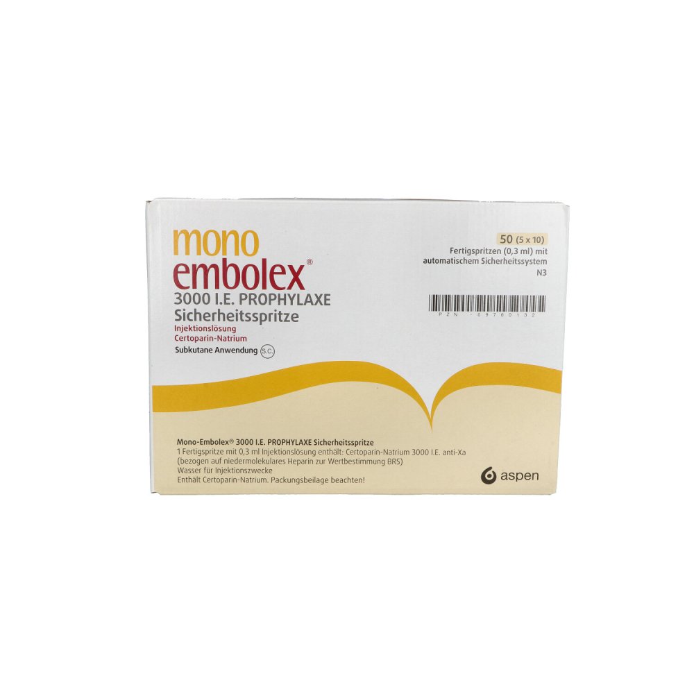 Mono Embolex 3.000 I.e.prophyl.sicherh.spr.prax. 50 stk