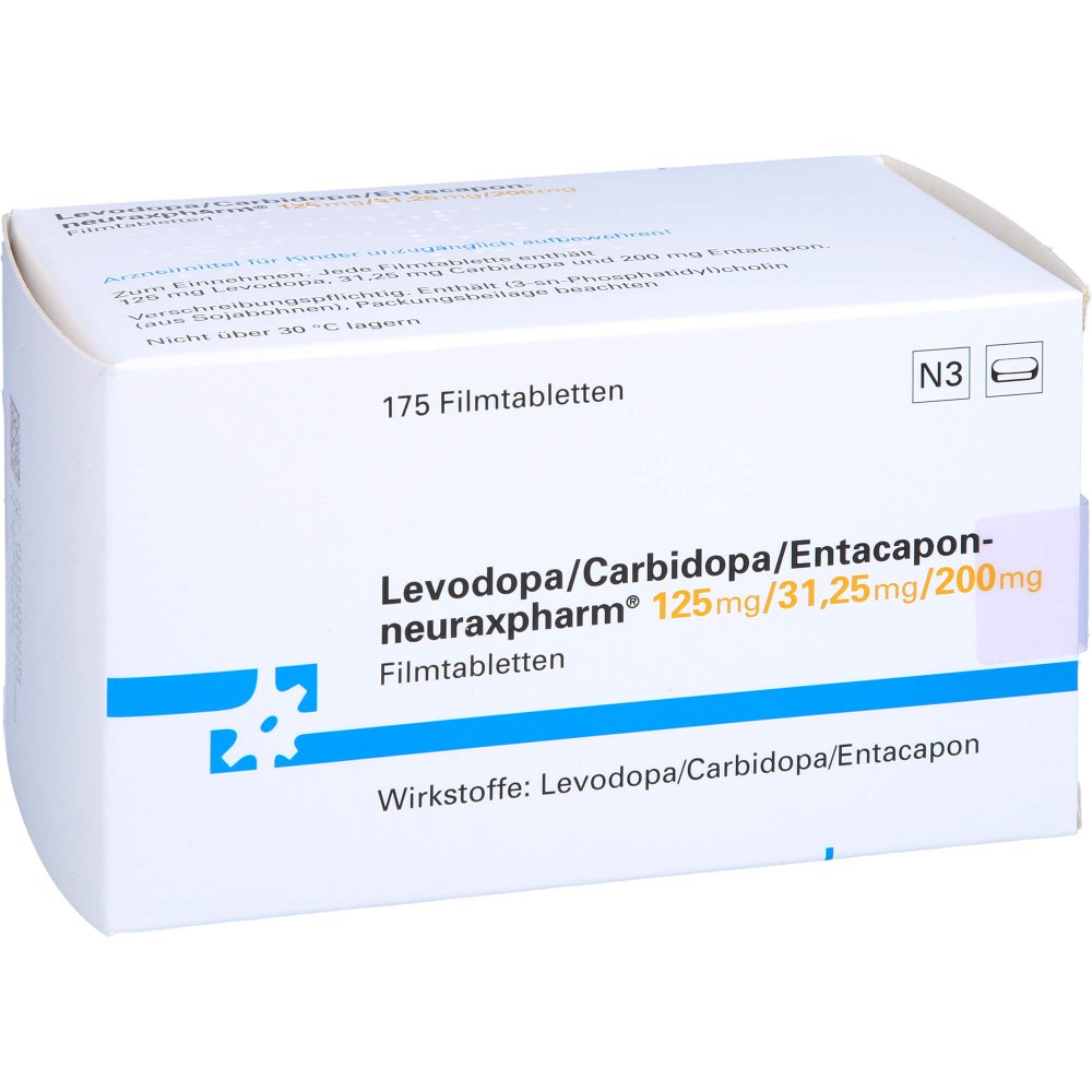 Levodopa/Carbidopa/Entacapon-neuraxpharm 125mg/31,25mg/200mg 175 stk