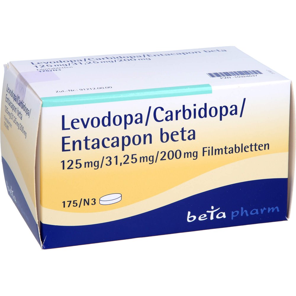 Levodopa/Carbidopa/Entacapon beta 125mg/31,25mg/200mg 175 stk