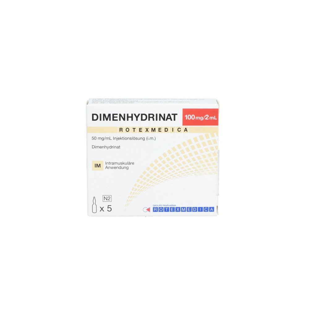 Dimenhydrinat Rotexmedica 50 mg/ml iniecto -lösung 5X2 ml