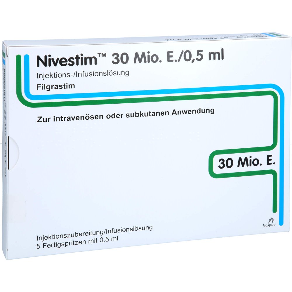 Nivestim 30 Mio.e/0,5ml iniecto /inf.lsg.i.e.fertigsp. 5 stk