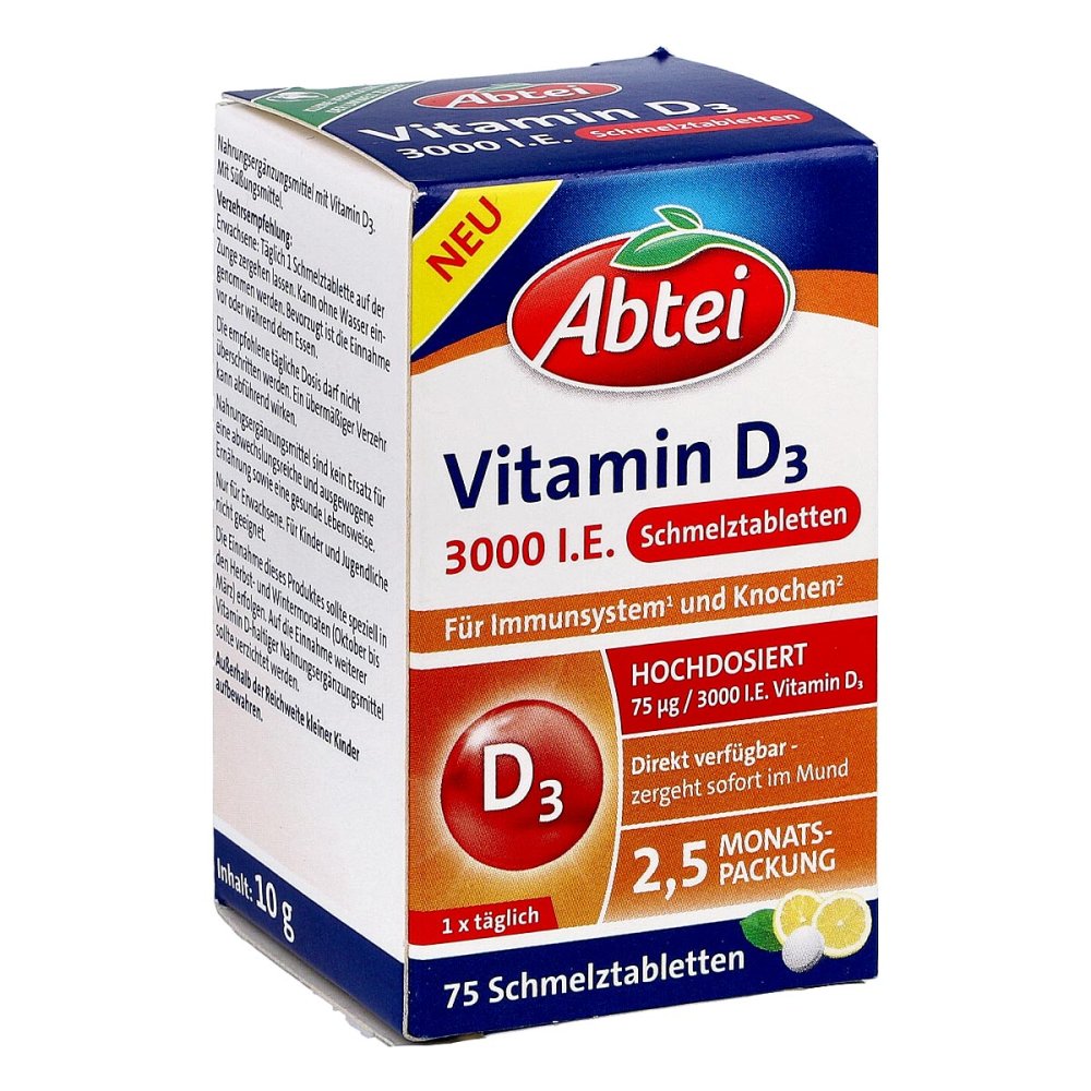 Abtei Vitamin D3 3000 I.E. Schmelztabletten 75 stk
