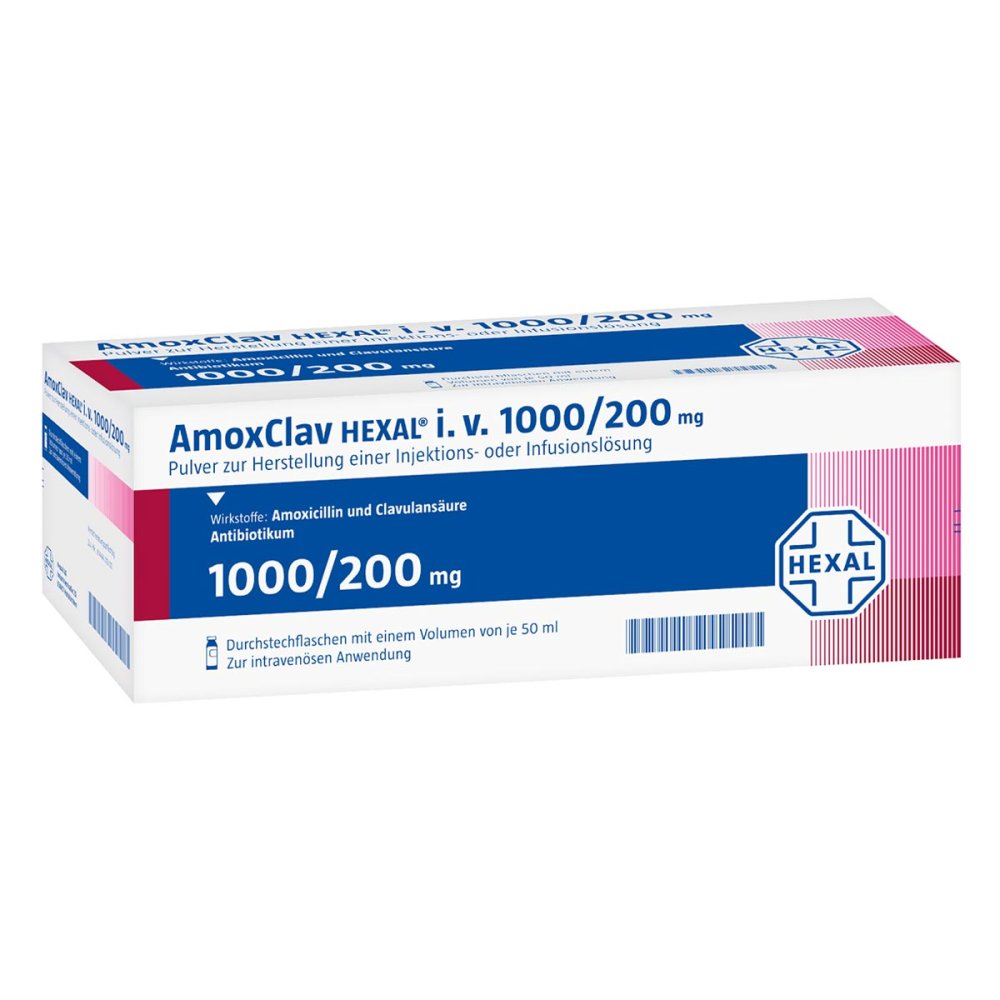 Amoxclav Hexal intravenös 1000/200 mg P.z.h.e.inj./inf.l. 10 stk