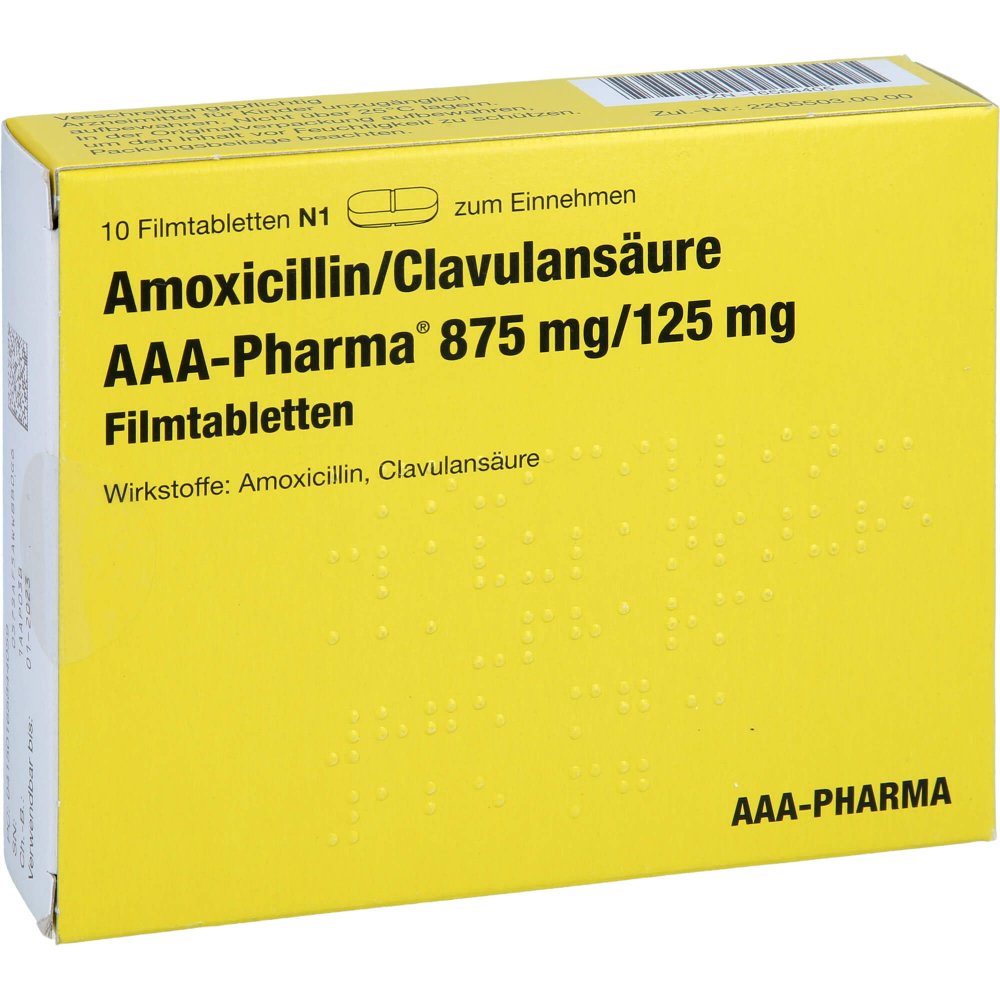 Amoxicillin/clavulansäure Aaa-pharma 875 mg/125 mg 10 stk