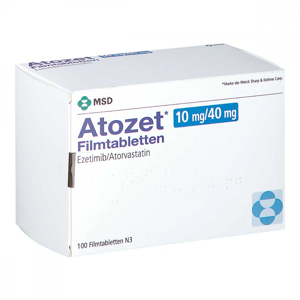 Atozet 10 mg/40 mg Filmtabletten 100 stk online kaufen
