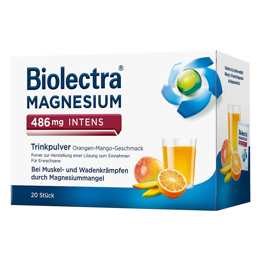 Biolectra® Magnesium 486 mg Intens Trinkpulver Orange-Mango 20 stk