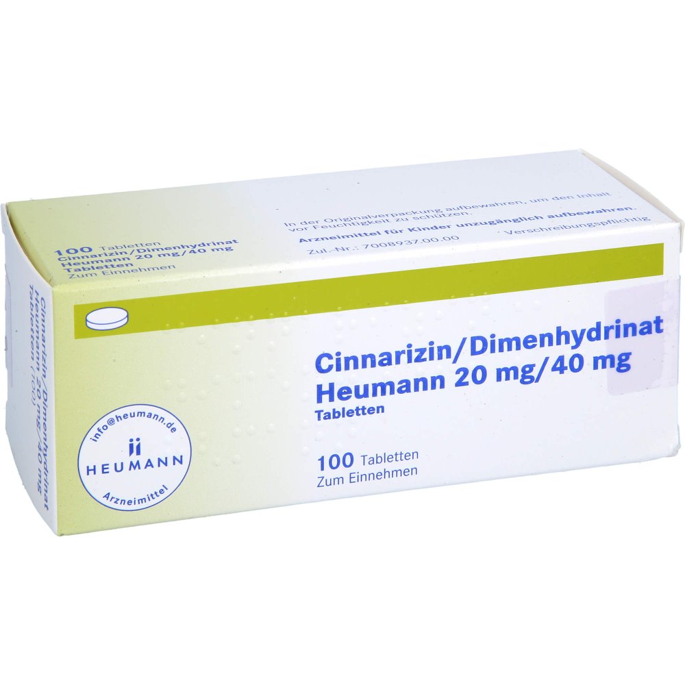 Cinnarizin/dimenhydrinat Heumann 20 Mg/40 Mg Tabletten 100 stk