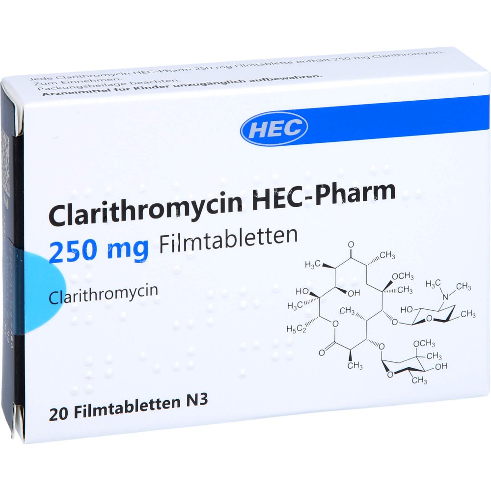 Clarithromycin Hec Pharm 250 mg Filmtabletten 20 stk