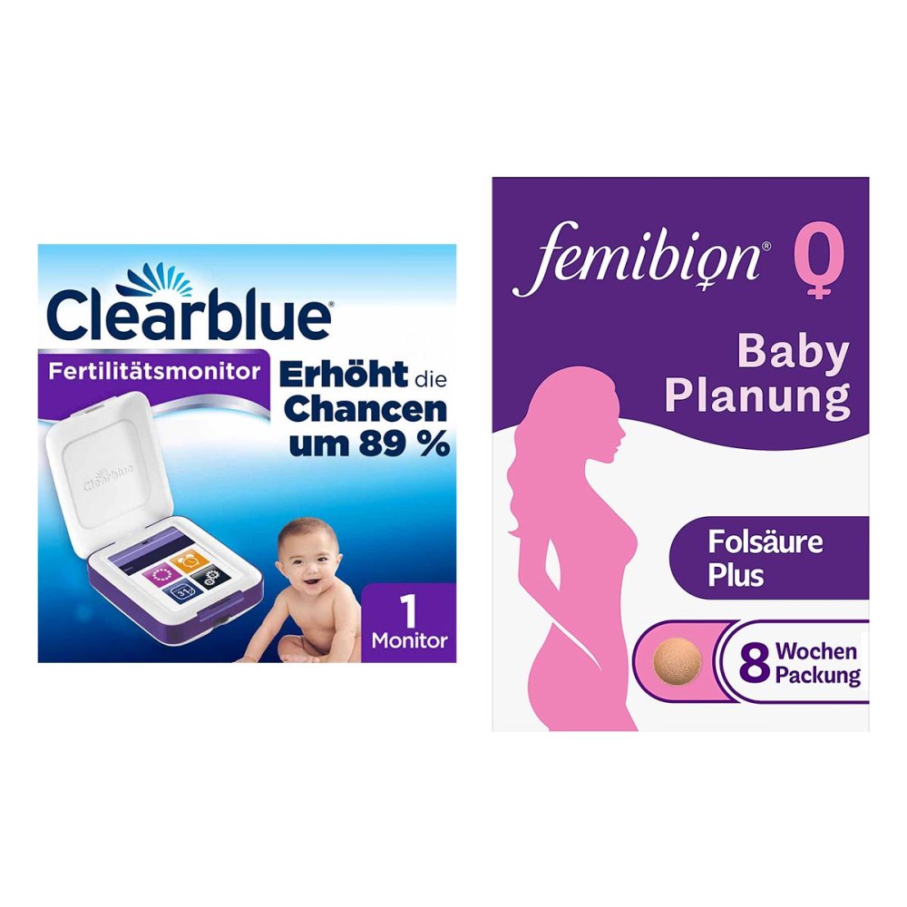 Clearblue Advanced Fertilitätsmonitor + Femibion Babyplanung Tabletten ...