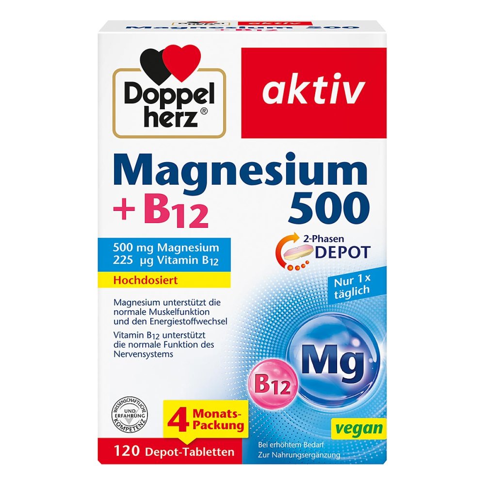 Doppelherz Magnesium 500+b12 2-phasen Depot Tabletten 120 stk