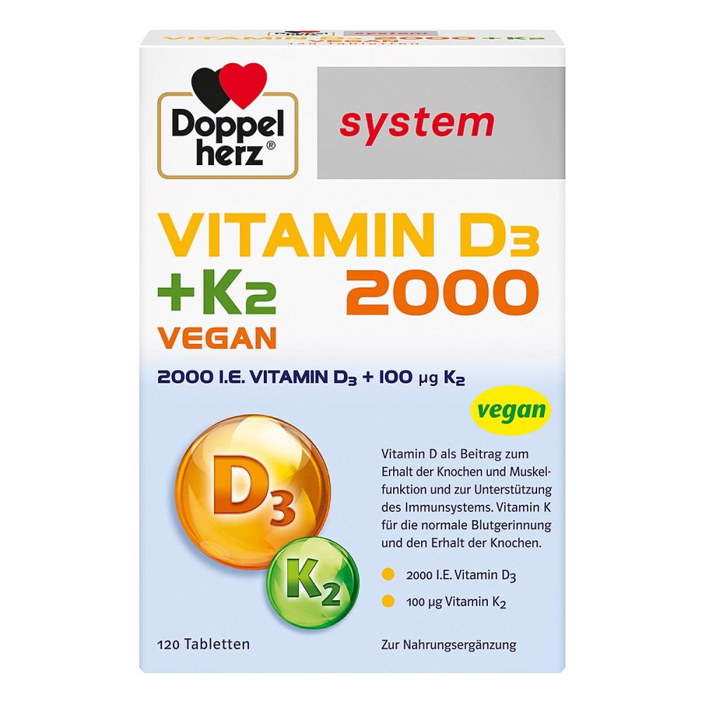 Doppelherz Vitamin D3 2000+k2 system Tabletten 120 stk