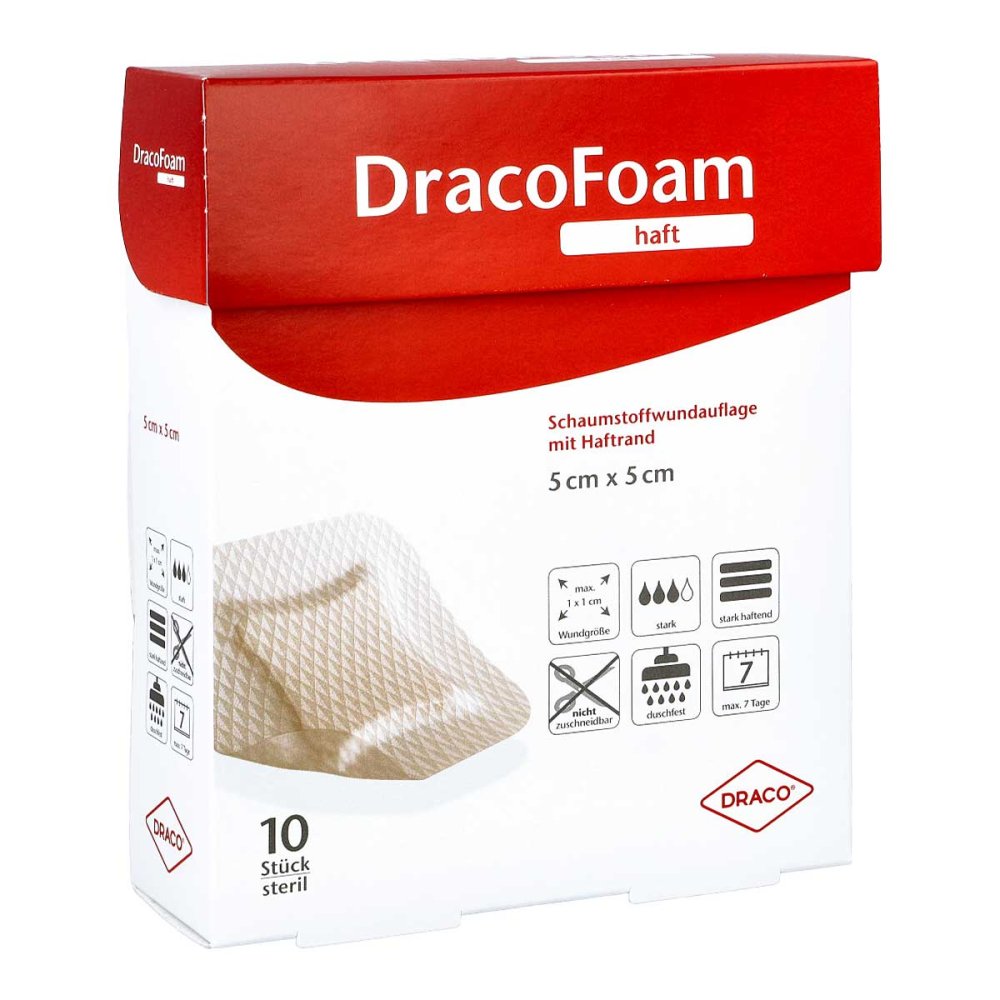 Dracofoam Haft Schaumstoff Wundauflage 5x5 cm 10 stk