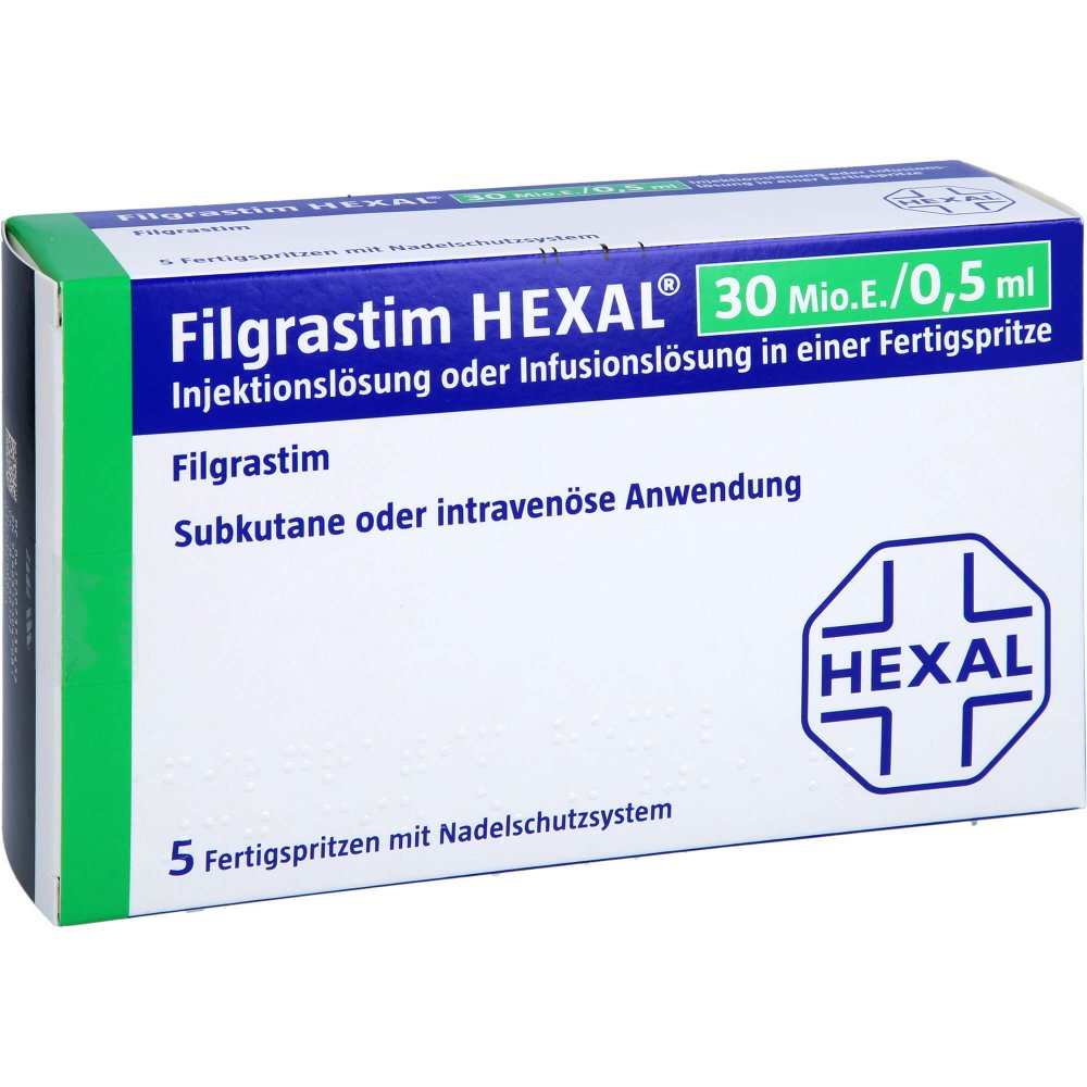 Filgrastim Hexal 30 Mio E/0,5ml iniecto l.o.inf.l. 5 stk