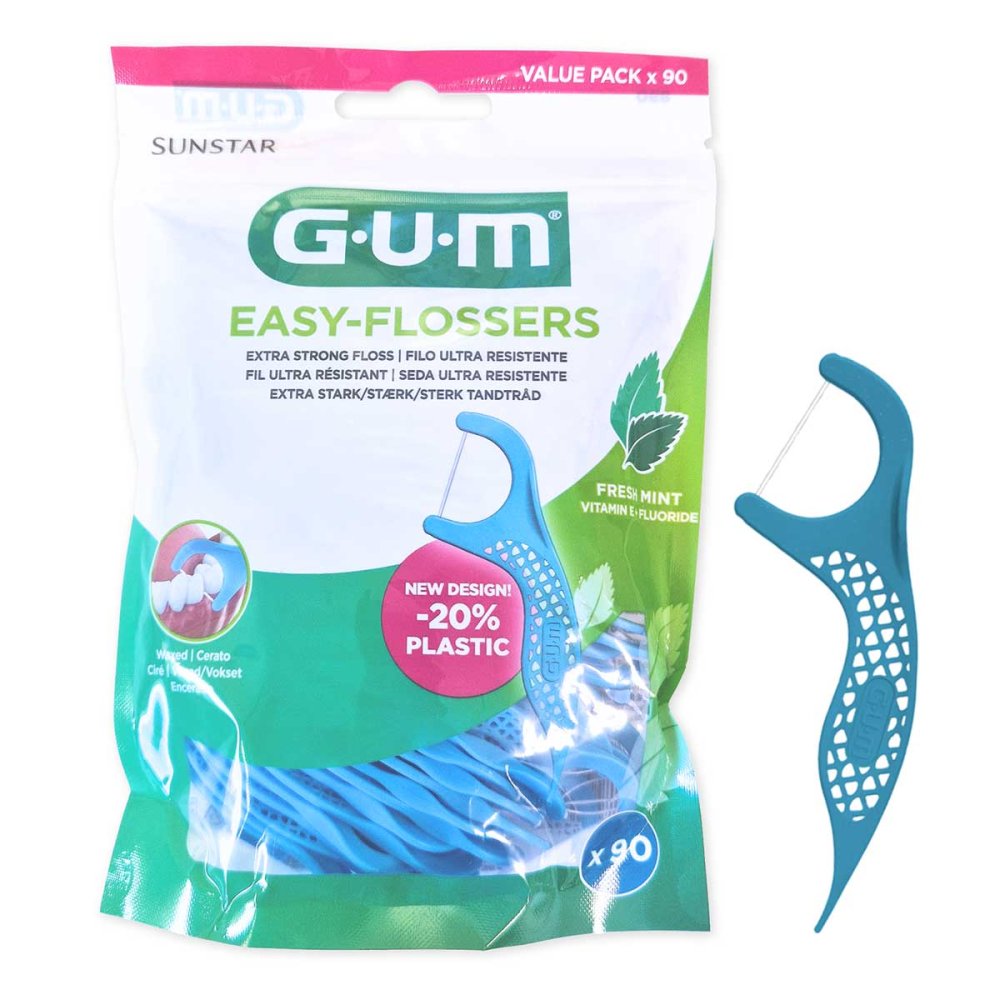 GUM EASY FLOSSERS, Zahnseidesticks, gewachst, mint 90 stk
