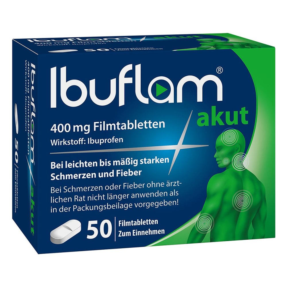 Ibuflam akut: 400 mg Ibuprofen Schmerztabletten 50 stk