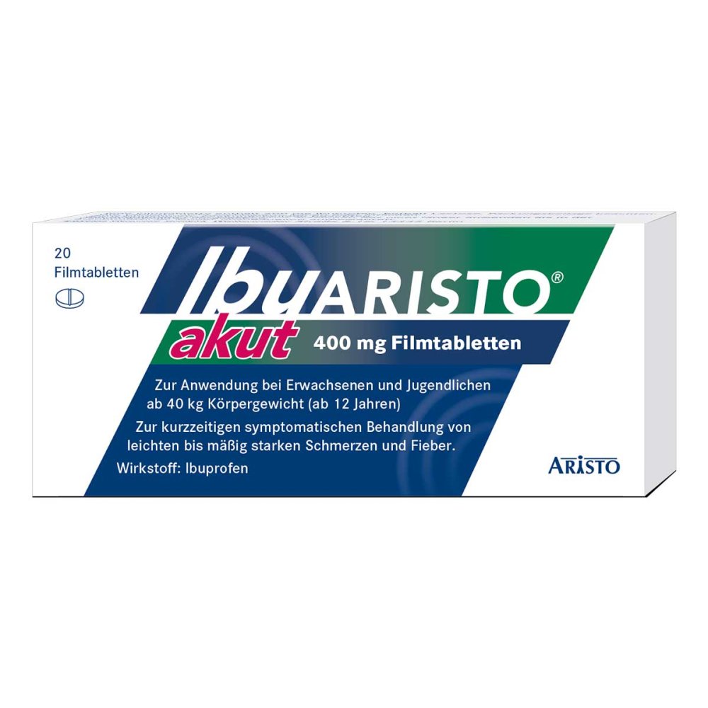 Ibuprofen Ibuaristo akut 400 mg Filmtabletten gegen Schmerzen 20 stk