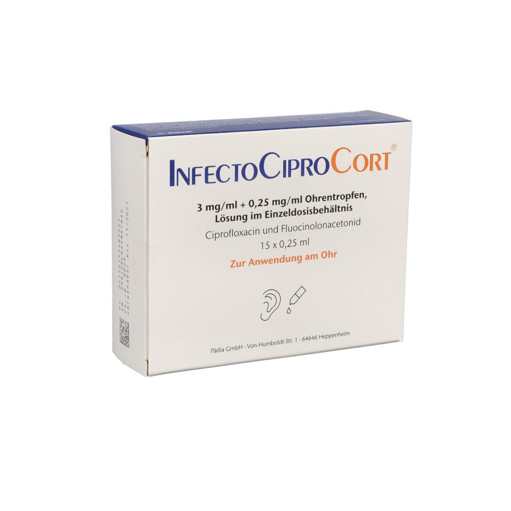 Infectociprocort 3 mg/ml + 0,25 mg/ml Ohrentro.edo 15X0.25 ml