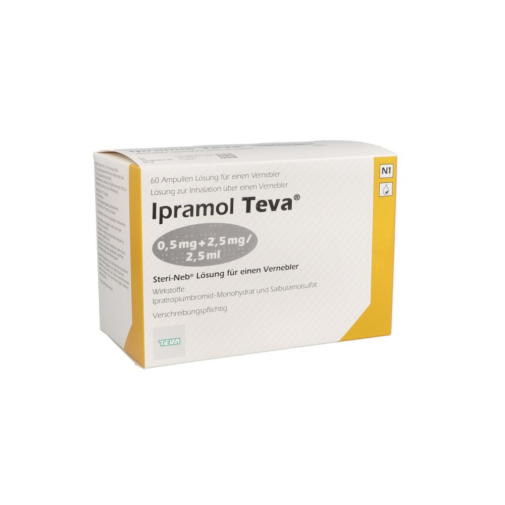 Ipramol Teva 0,5+2,5mg/2,5ml Lösung für vern.in.amp. 2X30 stk