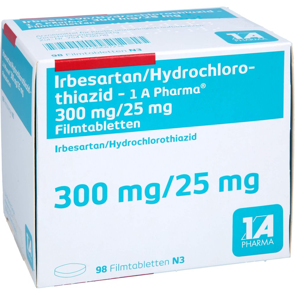 Irbesartan/Hydrochlorothiazid-1A Pharma 300mg/25mg 98 stk