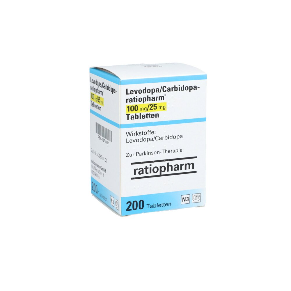 Levodopa/carbidopa-ratiopharm 100 Mg/25 Mg Tabletten 200 stk