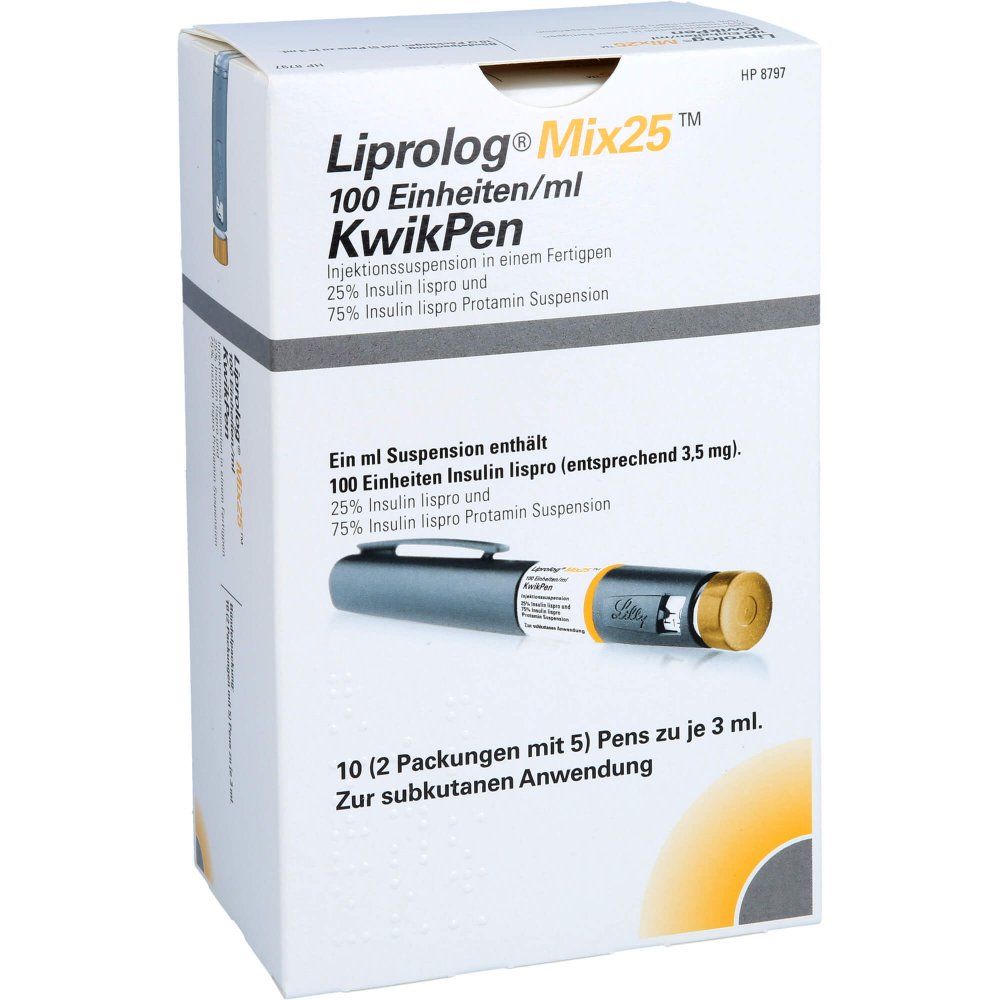 Liprolog Mix25/75 100 Einheiten/ml KwikPen 3ml 10X3 ml